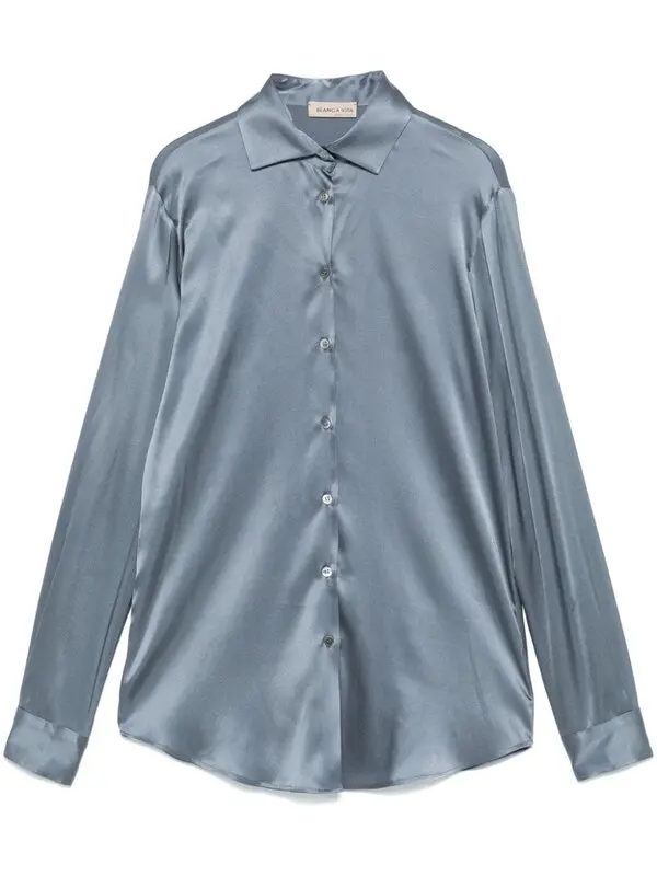 BLANCA VITA Satin Shirt - Blue