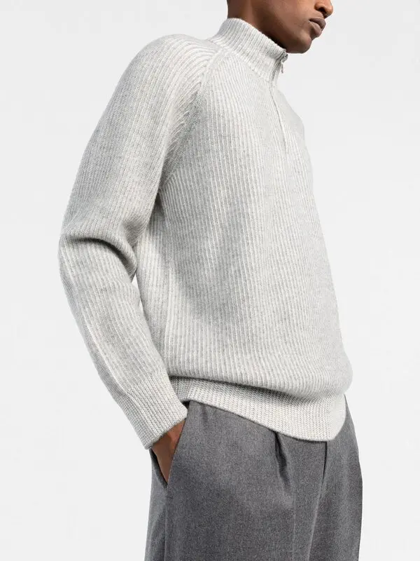 Brunello Cucinelli Zip-up Ribbed Turtleneck Jumper