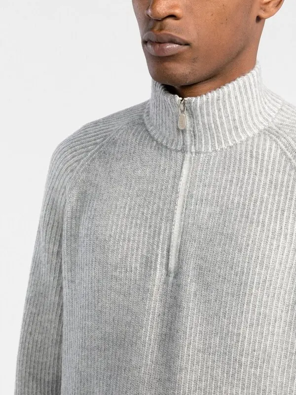 Brunello Cucinelli Zip-up Ribbed Turtleneck Jumper