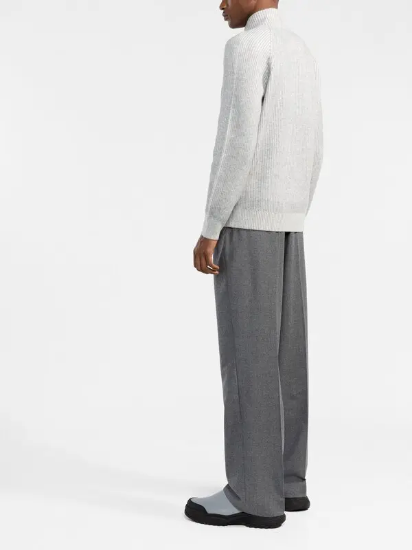 Brunello Cucinelli Zip-up Ribbed Turtleneck Jumper