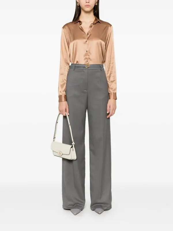 BLANCA VITA Satin Shirt - Brown