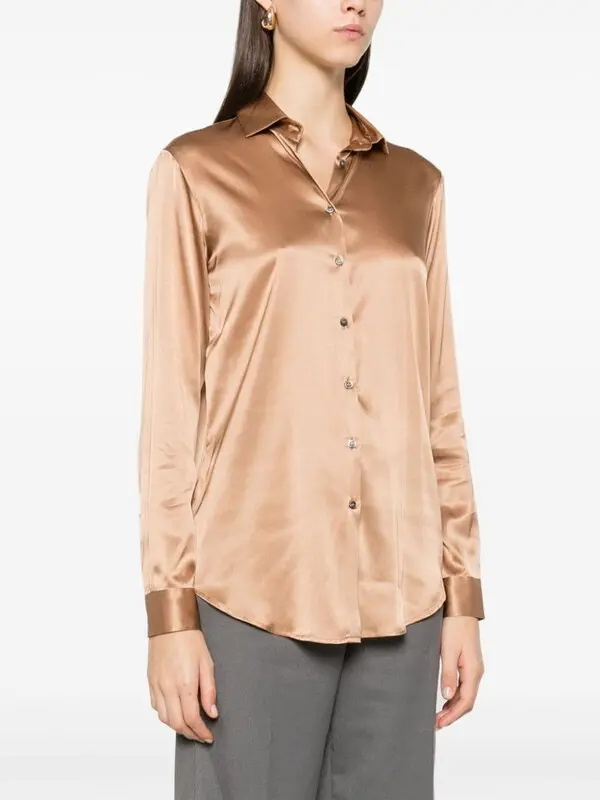 BLANCA VITA Satin Shirt - Brown