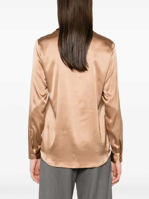 BLANCA VITA Satin Shirt - Brown