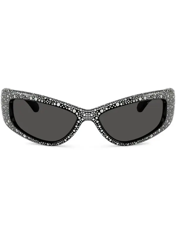 SWAROVSKI Crystal-embellished Rectangle Sunglasses - Black
