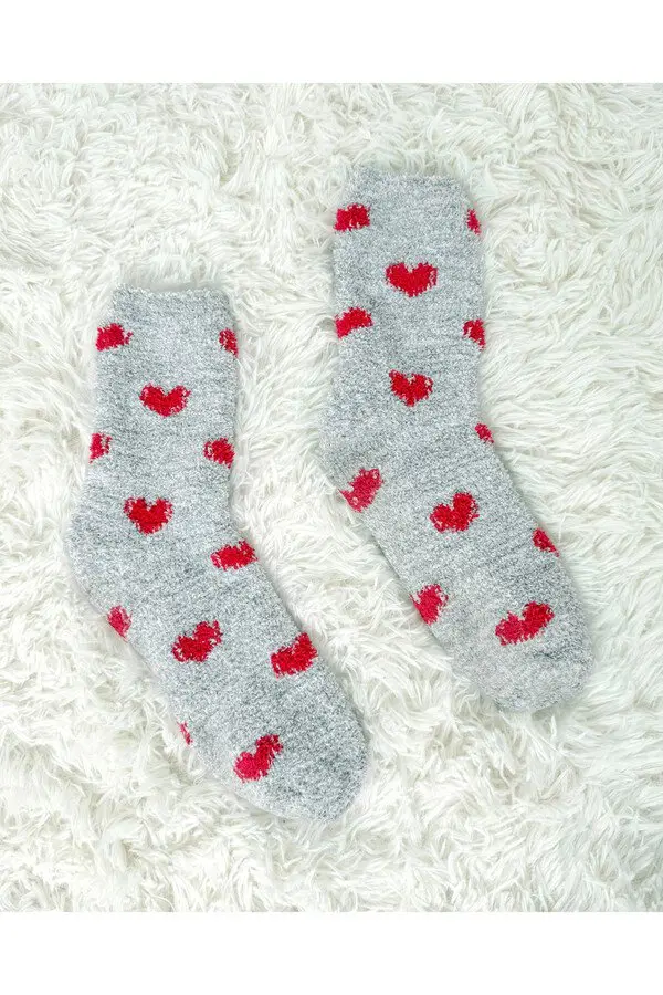 Splendid Hearts Bia Fuzzy Socks - Red
