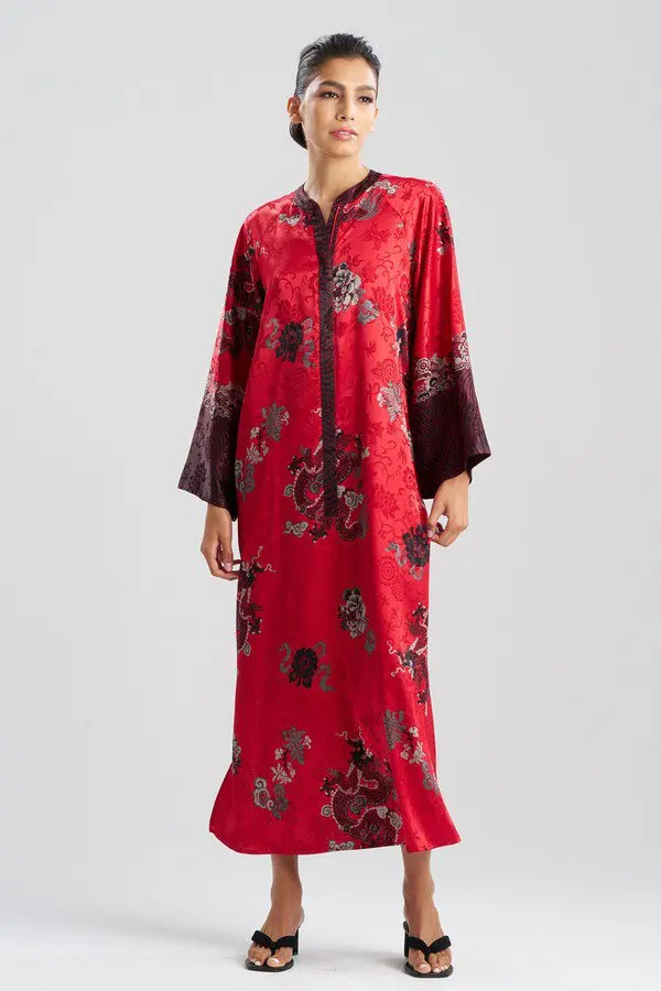 Natori Imperial Dragon Jacquard Zip Caftan