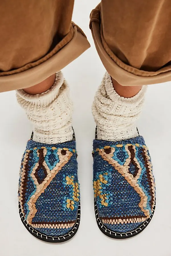 Free People Magic Carpet Mules - Blue Combo