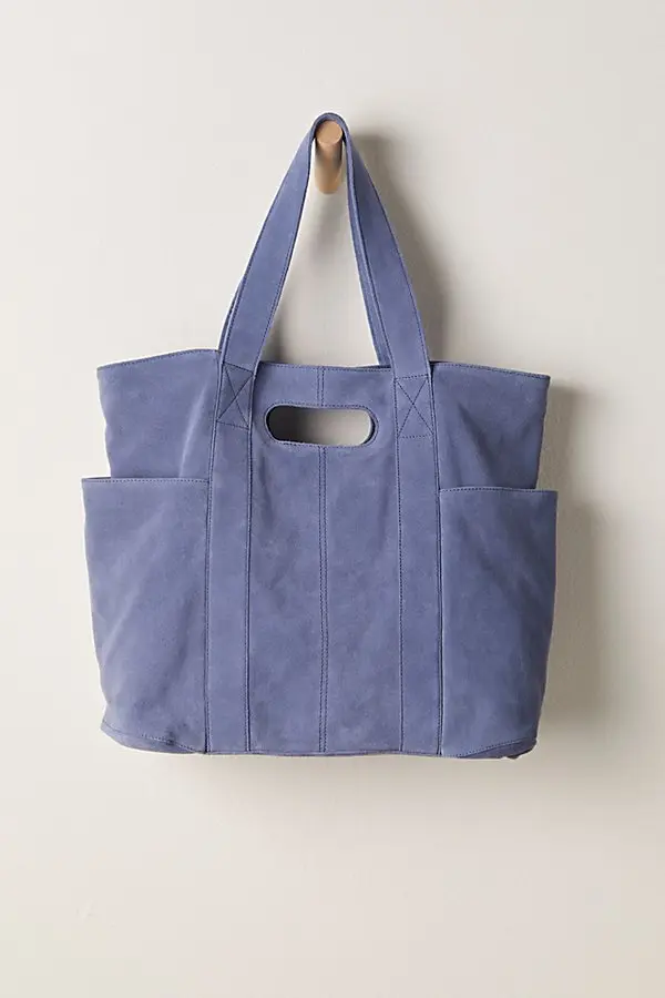 Free People Suede Caravan Tote - Denim