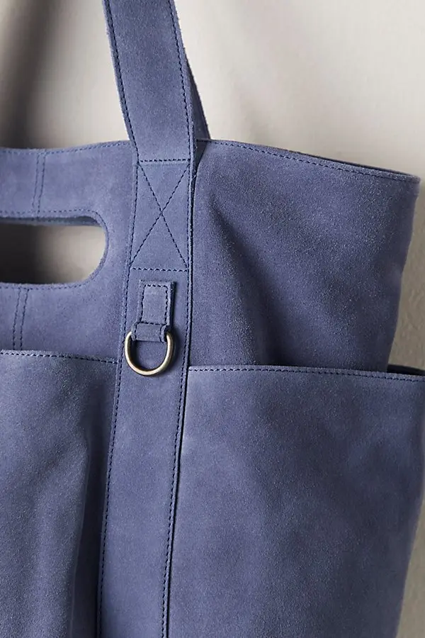 Free People Suede Caravan Tote - Denim