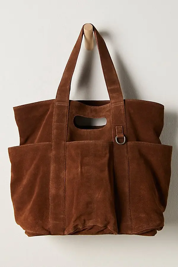 Free People Suede Caravan Tote Bag - Espresso
