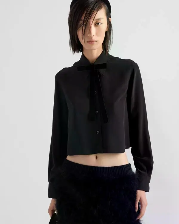 Prada Crepe De Chine Shirt - Black