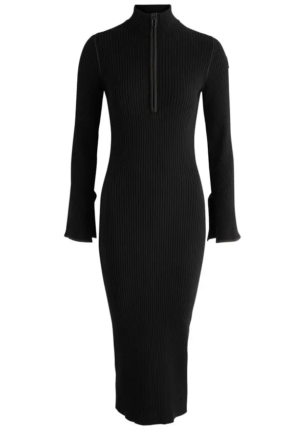 Moncler Logo Ribbed-knit Midi Dress