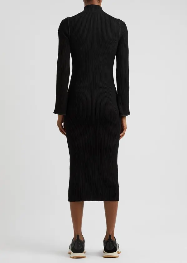 Moncler Logo Ribbed-knit Midi Dress