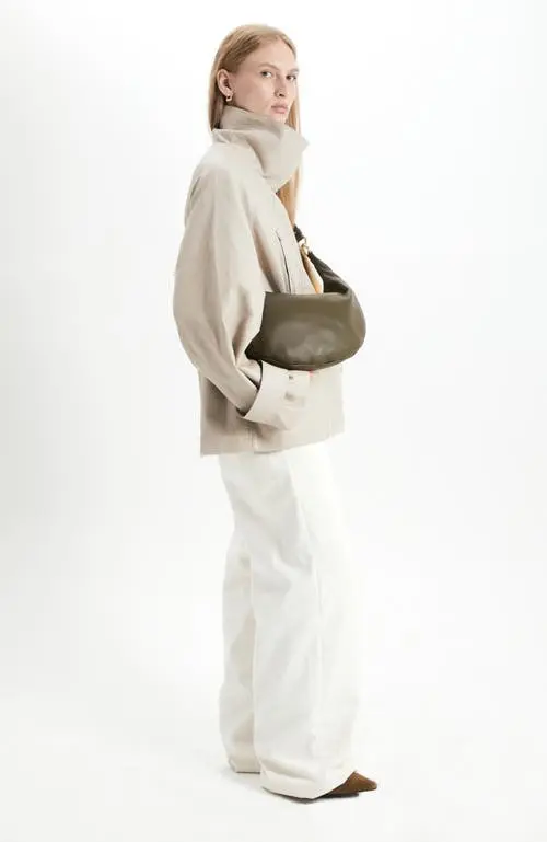 HYER GOODS Leather Convertible Hobo Ring Bag - Olive