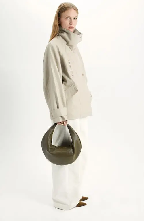 HYER GOODS Leather Convertible Hobo Ring Bag - Olive