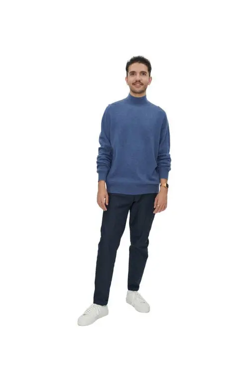 Gobi Cashmere Essential Mock Neck Cashmere Sweater - Bijou Blue