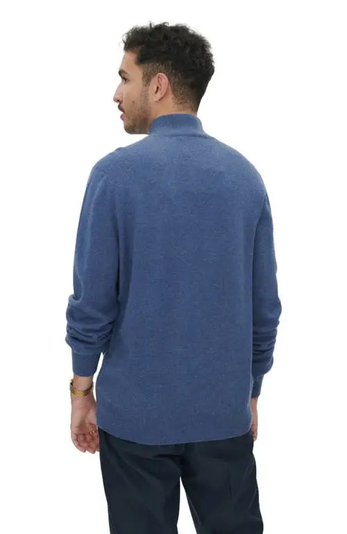 Gobi Cashmere Essential Mock Neck Cashmere Sweater - Bijou Blue
