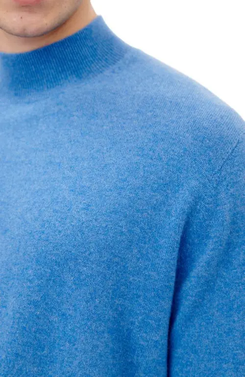 Gobi Cashmere Essential Mock Neck Cashmere Sweater - Blue