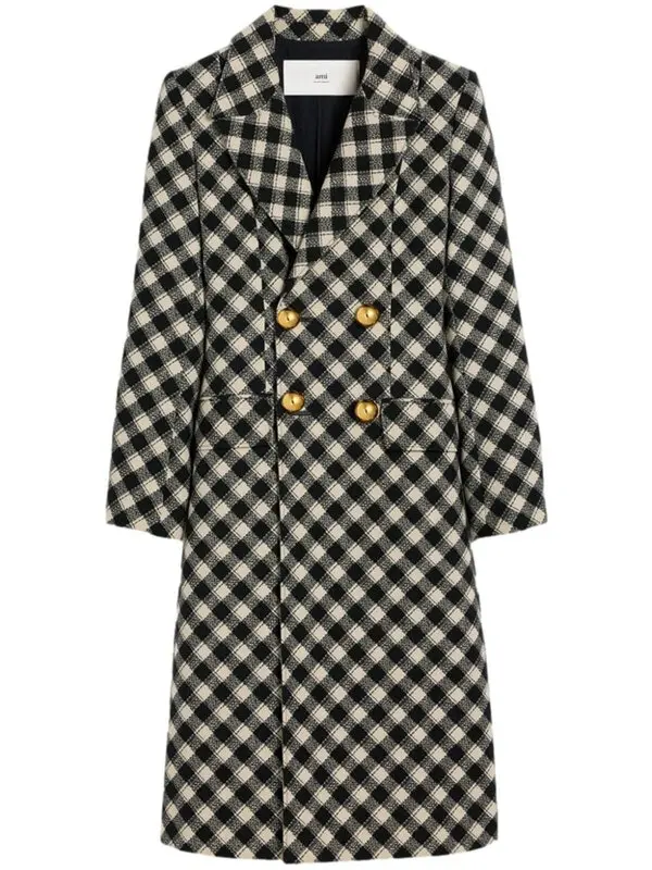 AMI Paris Check-pattern Fitted Coat