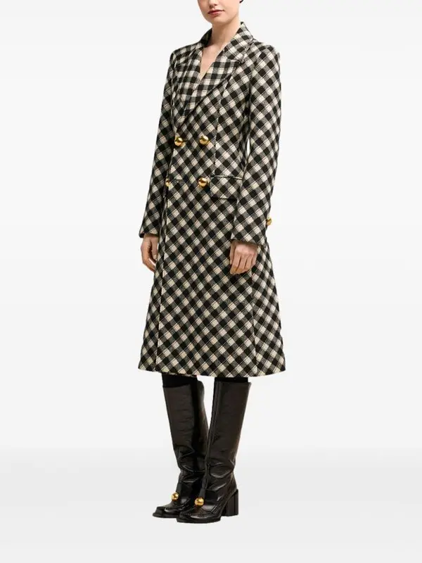 AMI Paris Check-pattern Fitted Coat