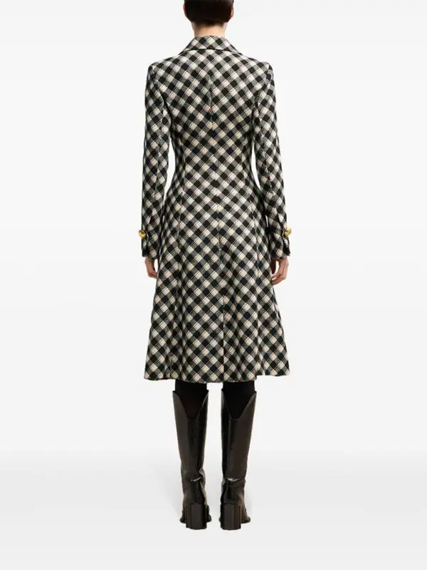 AMI Paris Check-pattern Fitted Coat
