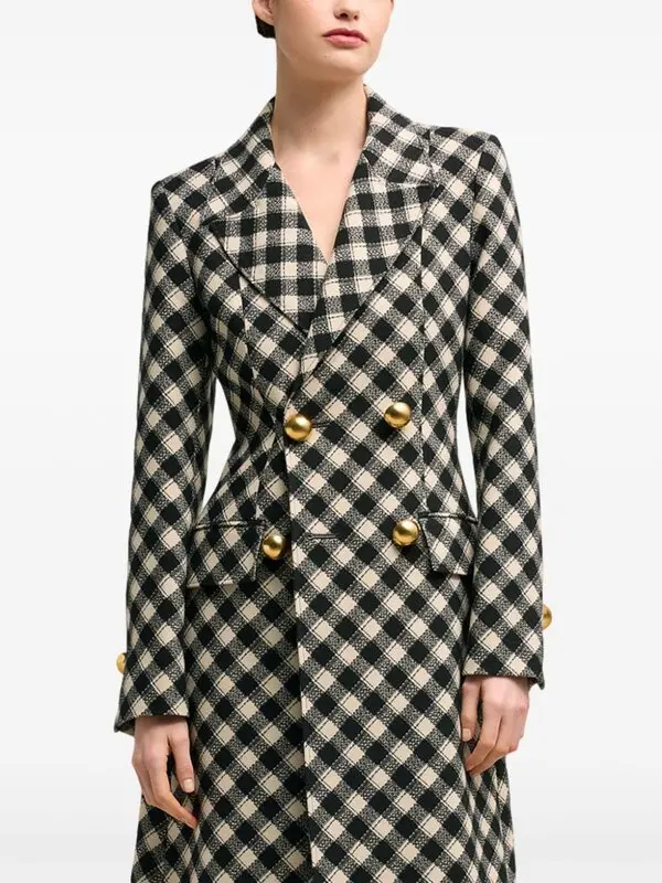 AMI Paris Check-pattern Fitted Coat