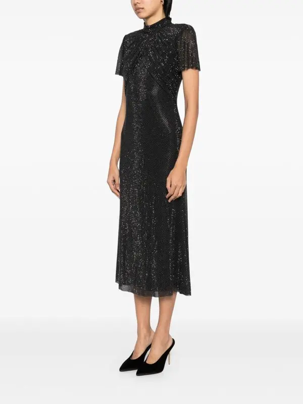 self portrait black rhinestone mesh long sleeve midi dress self-portrait - Black Rhinestone Mesh Cut Out Maxi Dress