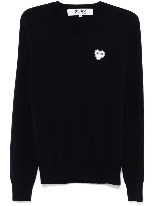 Play Comme Des Garcon Heart-embroidered Sweater