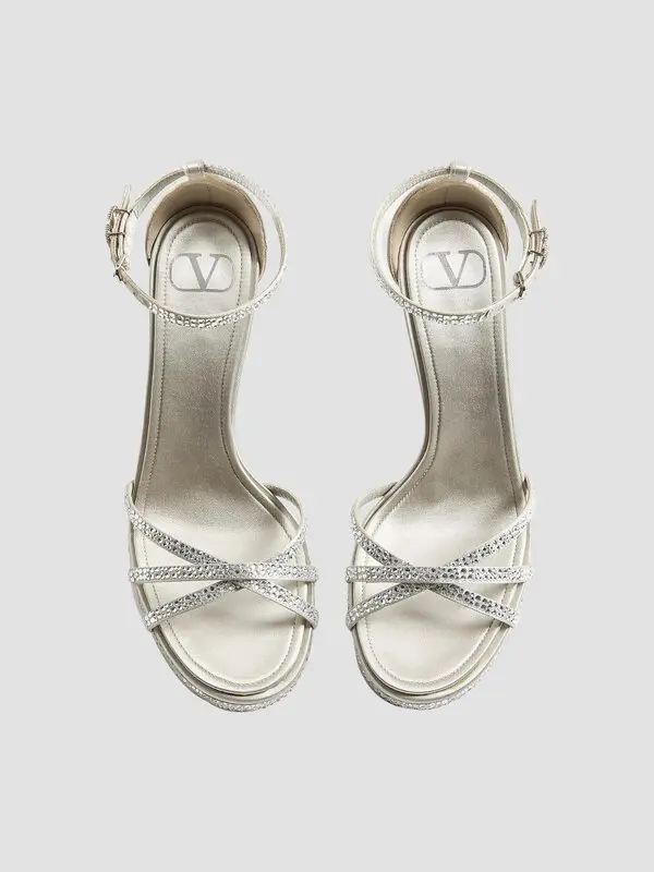 Valentino Garavani Eveninglam 120mm Platform Sandals With Crystals