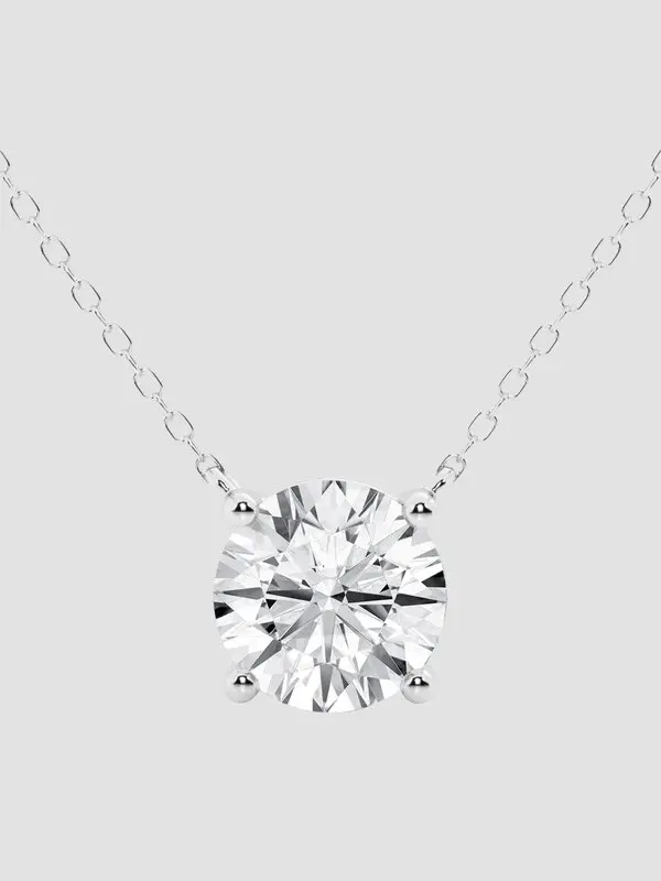 LAB GROWN DIAMONDS 14k Gold & Round Lab-grown Diamond Solitaire Pendant Necklace - White Gold