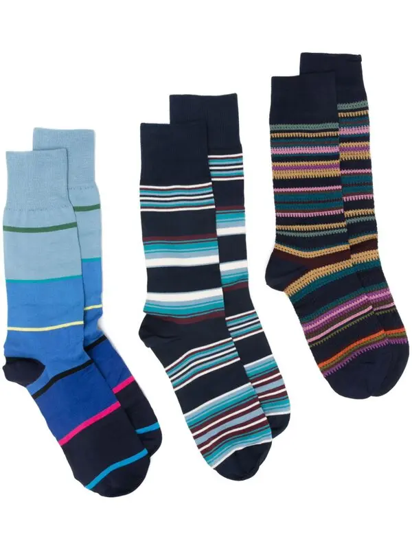 Paul Smith 3-pack Striped Ankle Socks