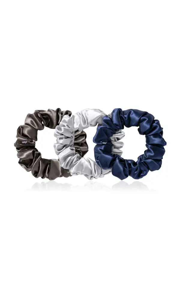 Slip Set Of Three Large Silk Scrunchies - Black