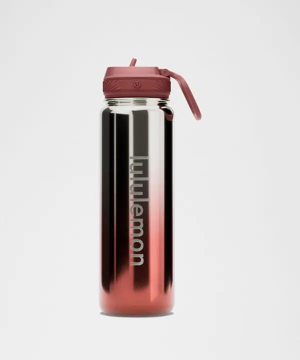 Lululemon Back To Life Sport Bottle 24oz Straw Lid - Dark Rose Gold/silver