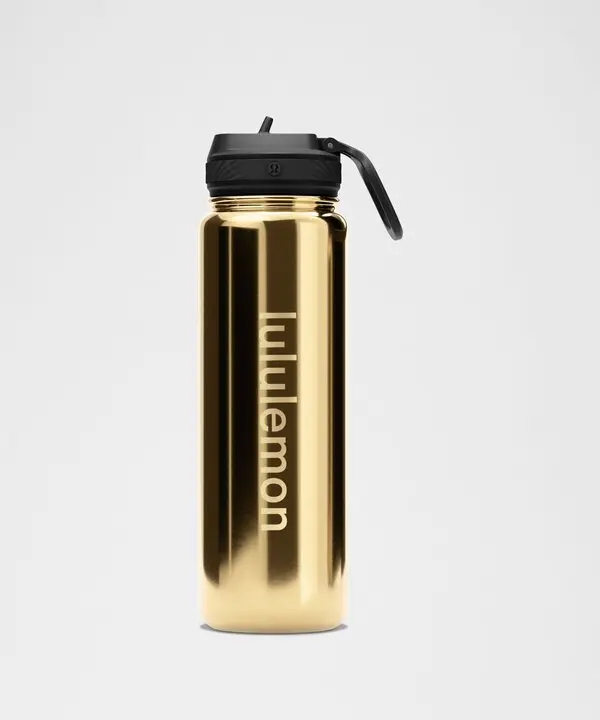 Lululemon Back To Life Sport Bottle 24oz Straw Lid - Gold/black