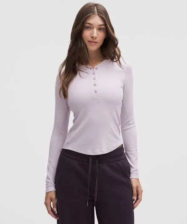 Lululemon Long-sleeve Henley - Faint Lavender