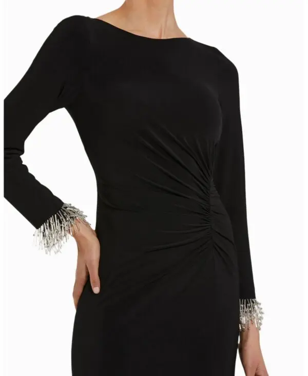 Mac Duggal Long Sleeve Gown With Embellished Cuffs