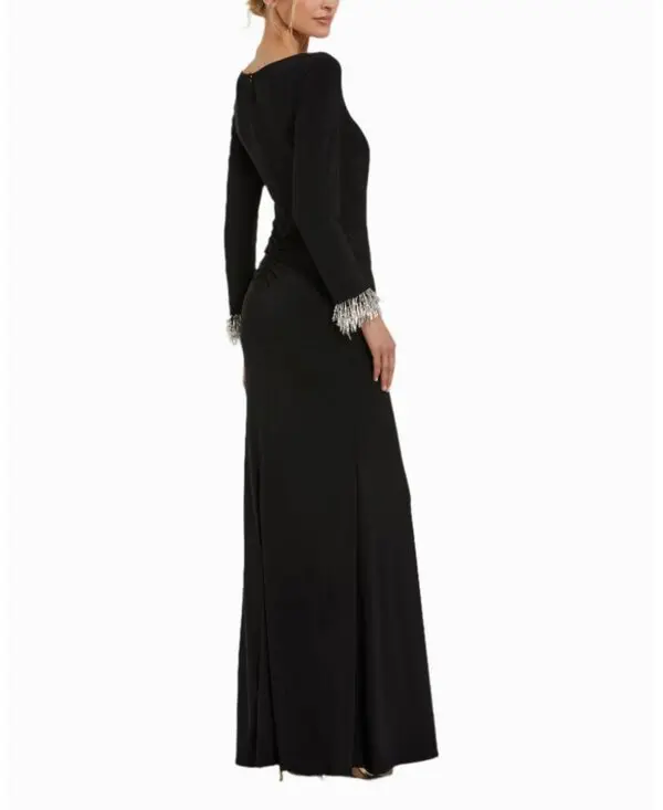 Mac Duggal Long Sleeve Gown With Embellished Cuffs