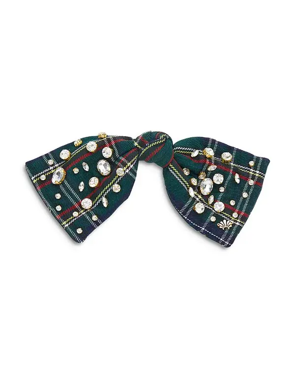 Lele Sadoughi Paloma Crystal Bow Barrette In Plaid - 30% Off  display picture 3