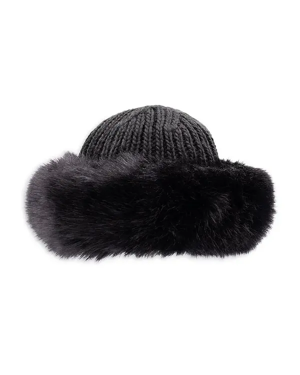 Surell Faux Fur Cuffed Knit Hat - Artic Black