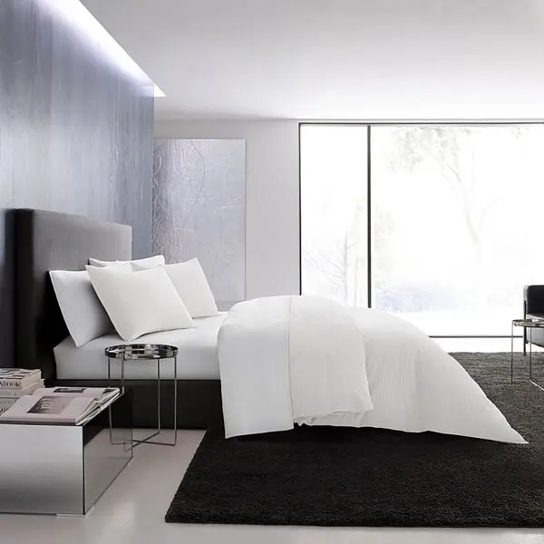 Vera Wang Waffle Pique Duvet Cover Set, Queen - White