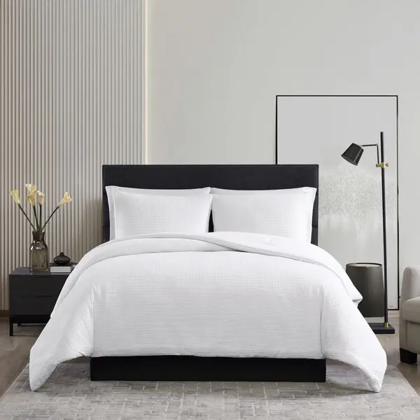 Vera Wang Waffle Pique Duvet Cover Set, Queen
