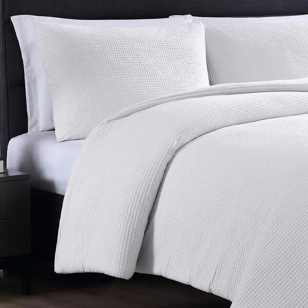 Vera Wang Waffle Pique Duvet Cover Set, Queen