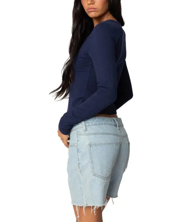 EDIKTED Leah Henley Top - Navy