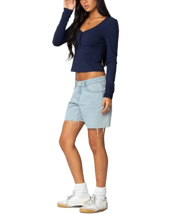 EDIKTED Leah Henley Top - Navy
