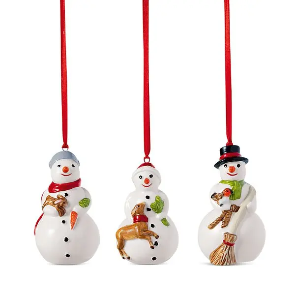 VILLEROY & BOCH Nostalgic Snowman Ornaments, Set Of 3 - Multi