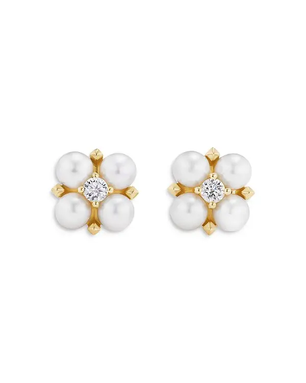 David Yurman Petite Modern Renaissance Pearl Stud Earrings - White/gold