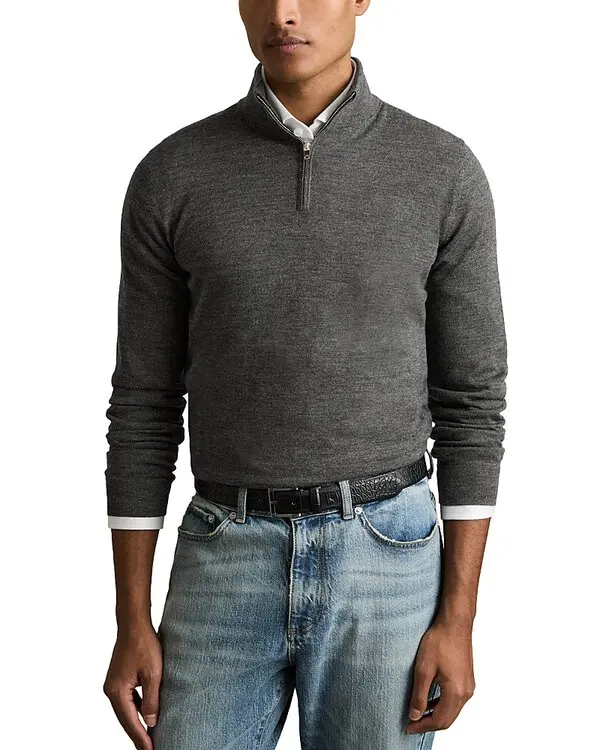 REISS Blackhall Quarter Zip Wool Sweater - Derby Grey