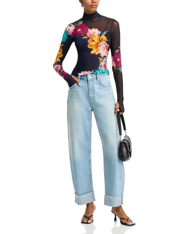 AFRM Zadie Mesh Floral Print Top
