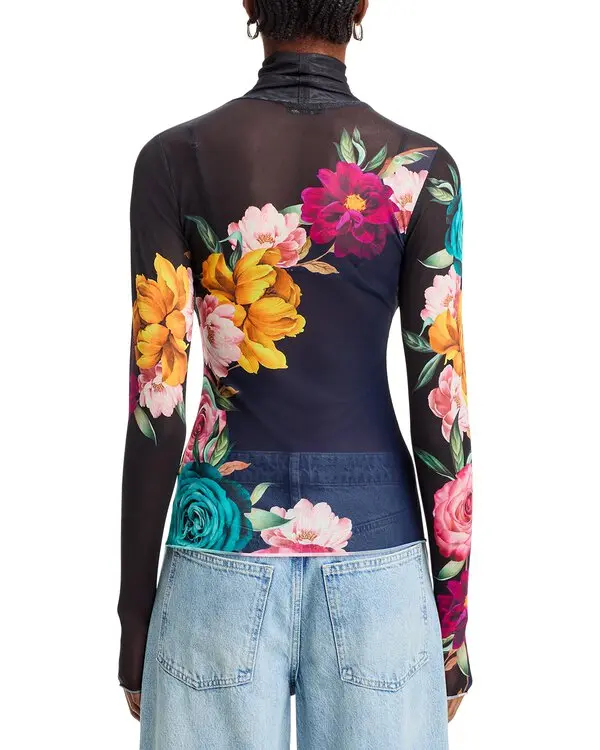 AFRM Zadie Mesh Floral Print Top