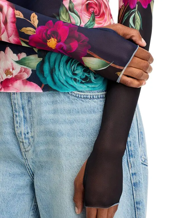 AFRM Zadie Mesh Floral Print Top